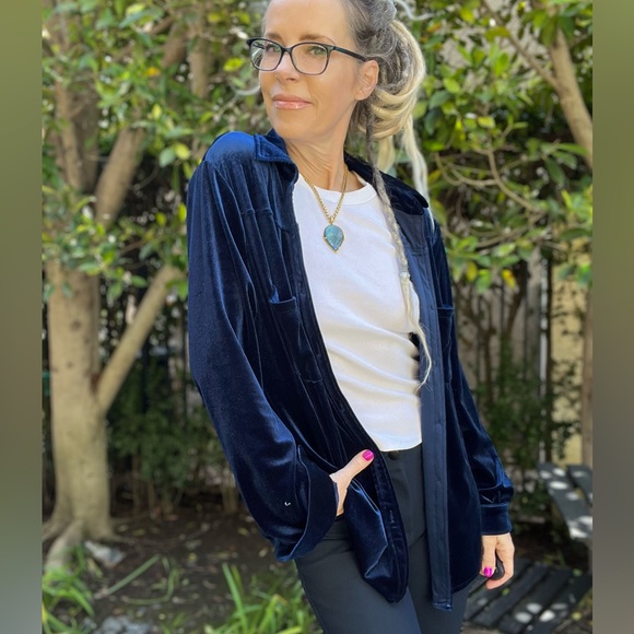 Tops | Blue Velvet Bohemian Blouse | Poshmark